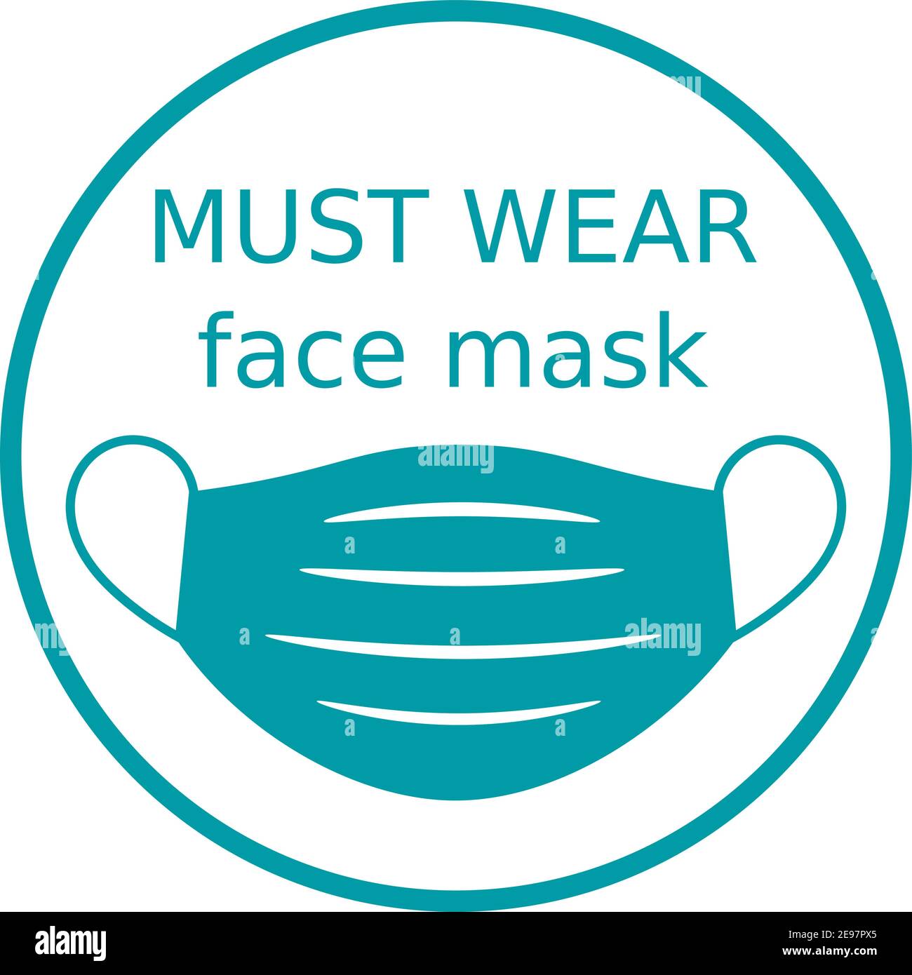 must wear face mask warning message face mask isolated on white vector ...