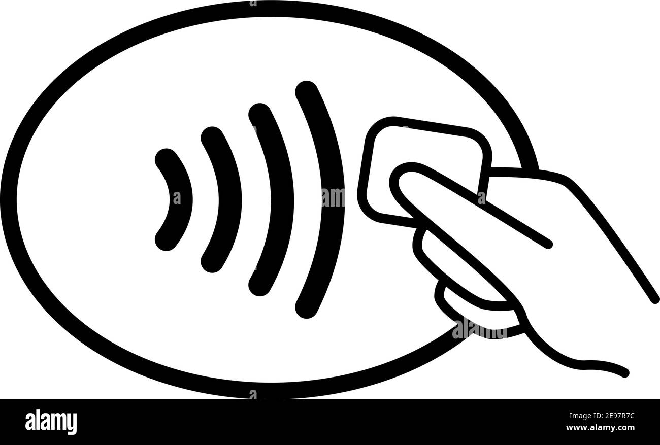 Contactless payment icon isolated on white. Credit card hand, wireless ...