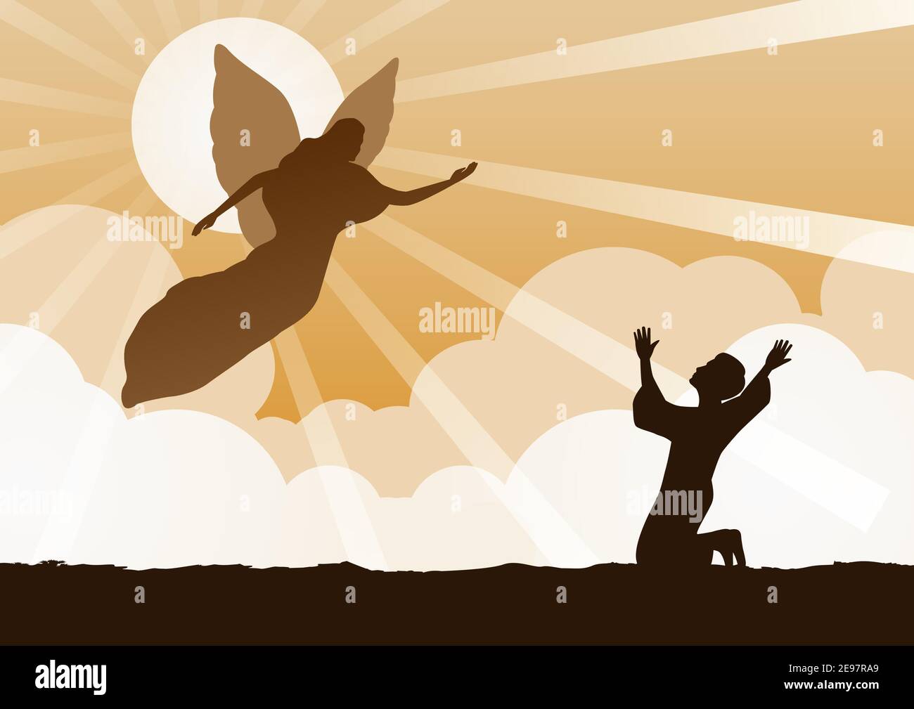 angel flying to bless to prayer,vector illustration Stock Vector Image ...