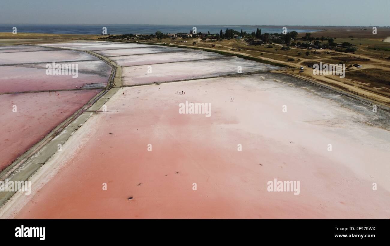 Aerial view salt lake pink hi-res stock photography and images - Alamy