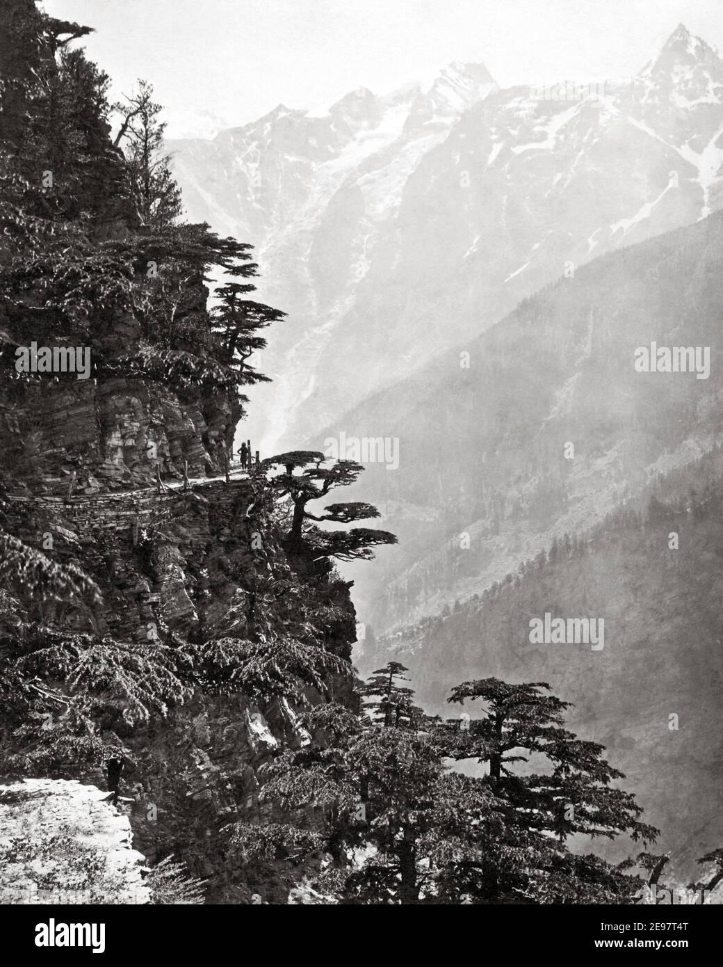 Late 19th century photograph - New Road at Rogi, foothills of Himalayas ...