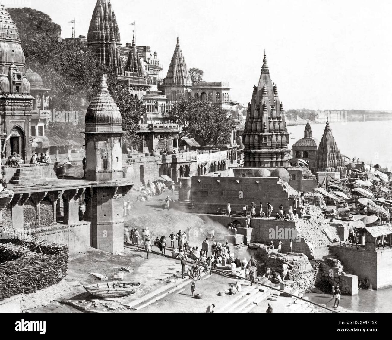 Late 19th century photograph - Ghats and temples, Benares, Varanisi ...