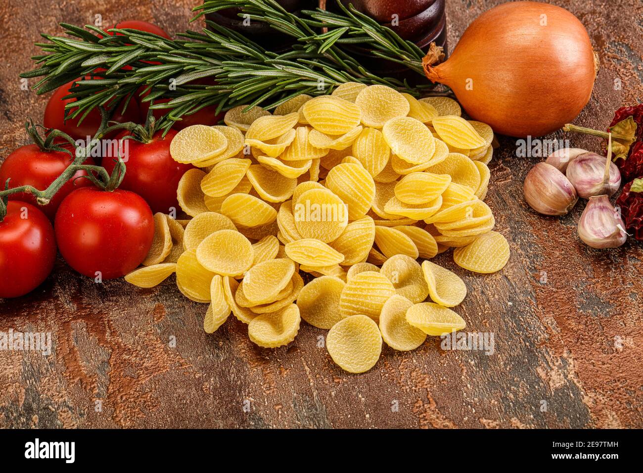 Raw durum wheat Italian pasta - Orecchiette for cooking Stock Photo - Alamy