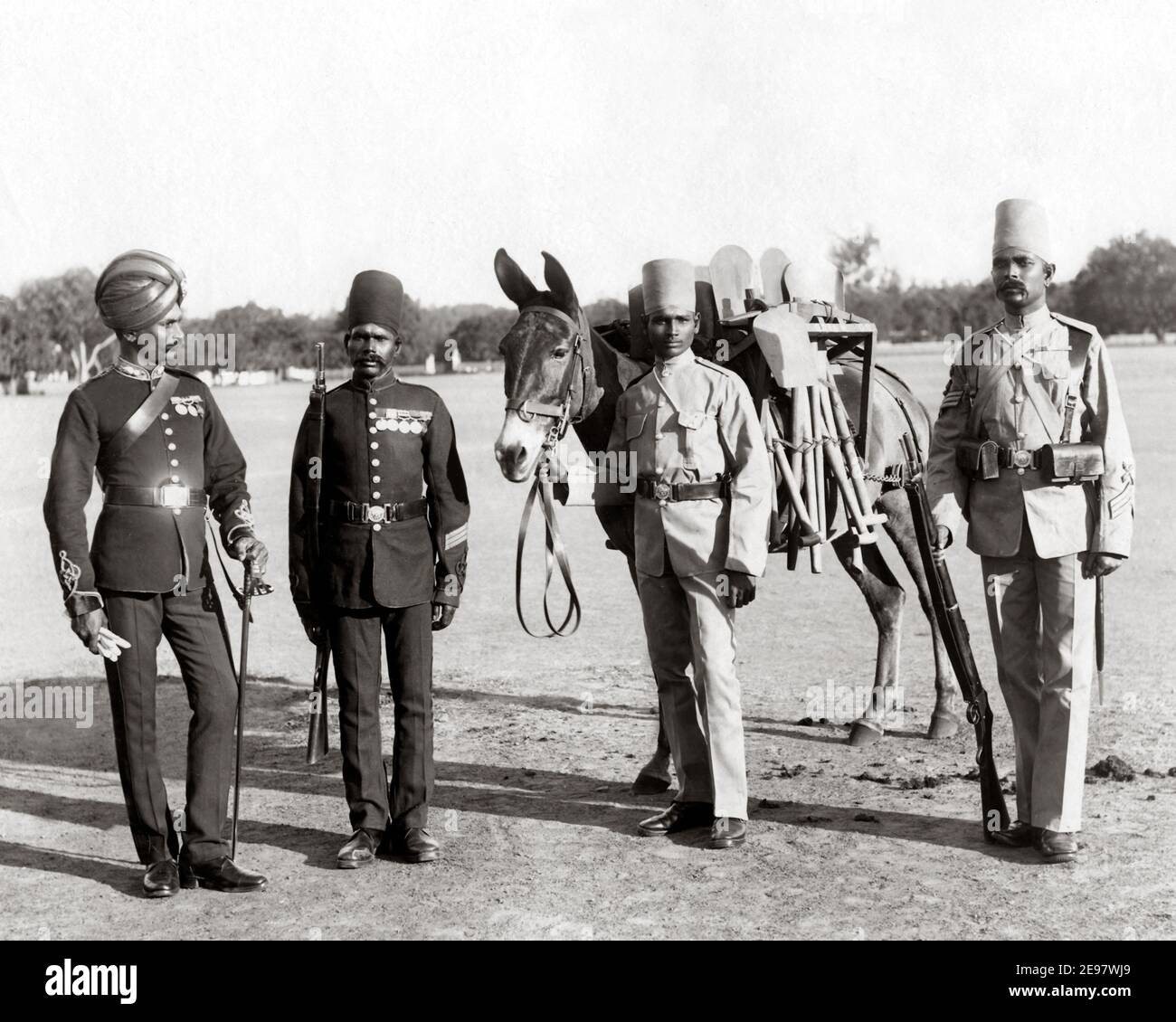 Late 19th century photograph - Native Soldiers and Mule, British army ...