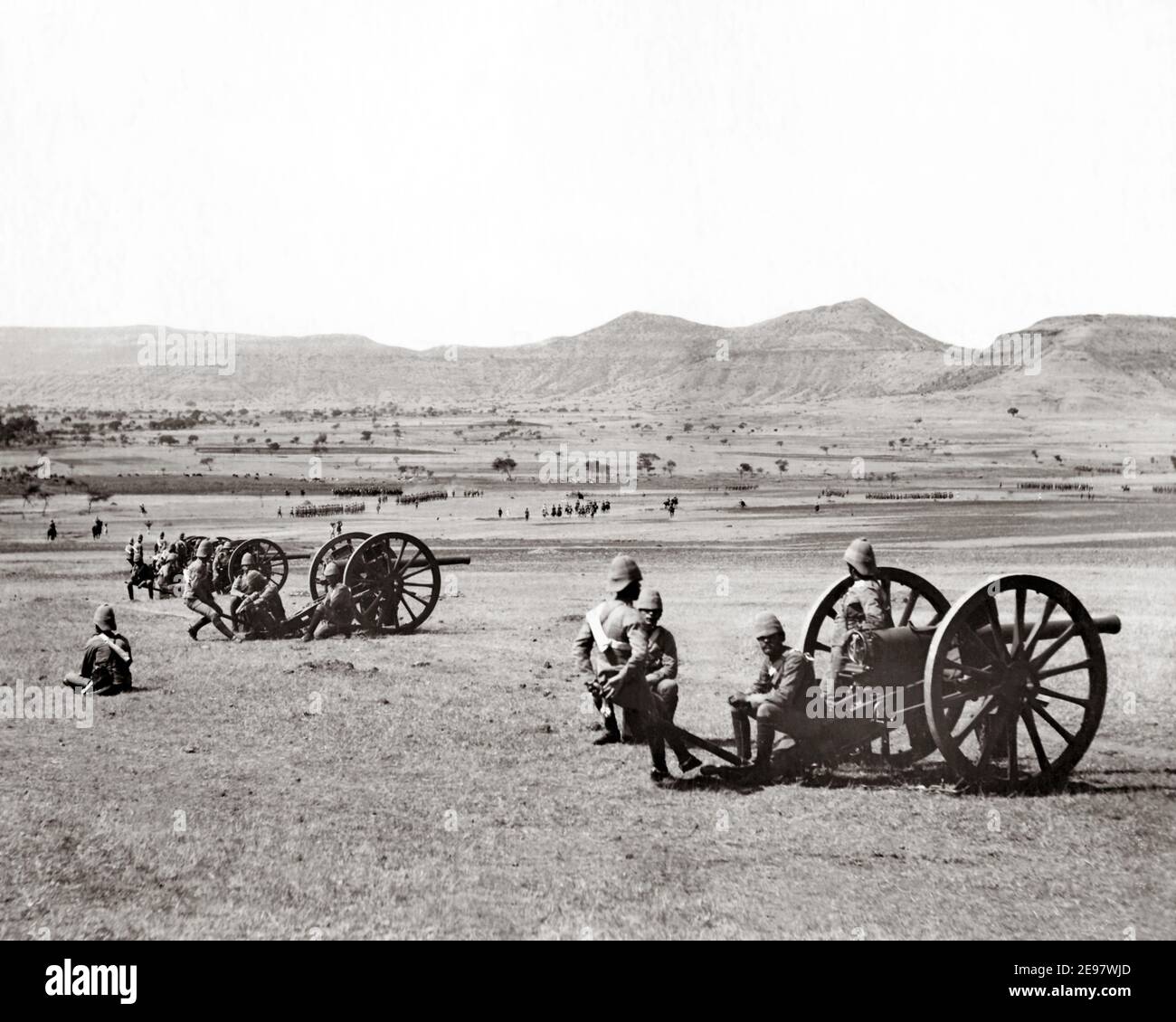 Late 19th century photograph - Artillery Exercise, cannon, British army ...