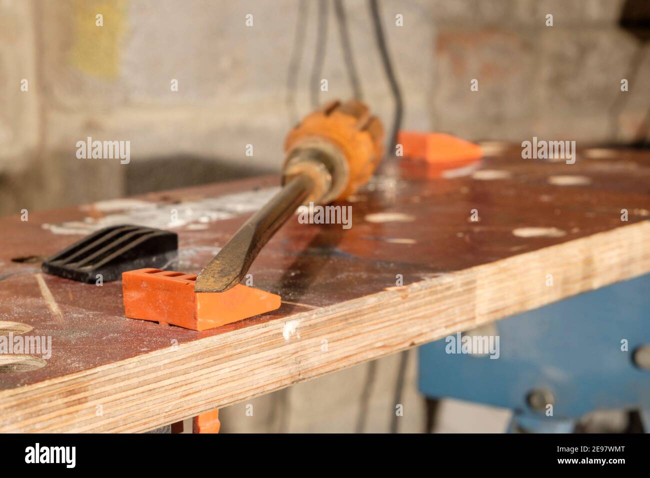 Apprentice tools. Flat bladed screwdriver with wooden handle, Set piece ...