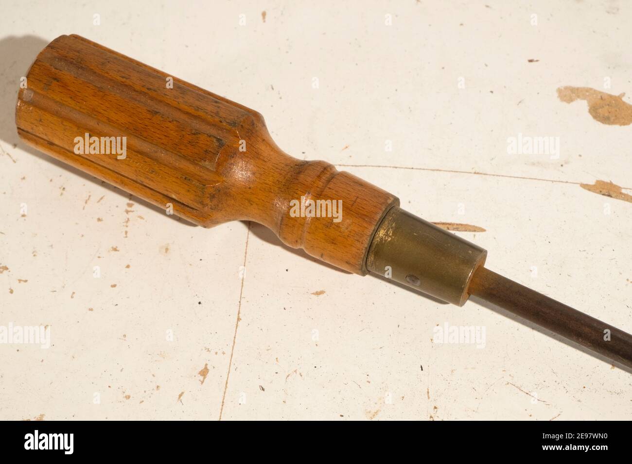 Apprentice tools. Flat bladed screwdriver with wooden handle, Set piece ...