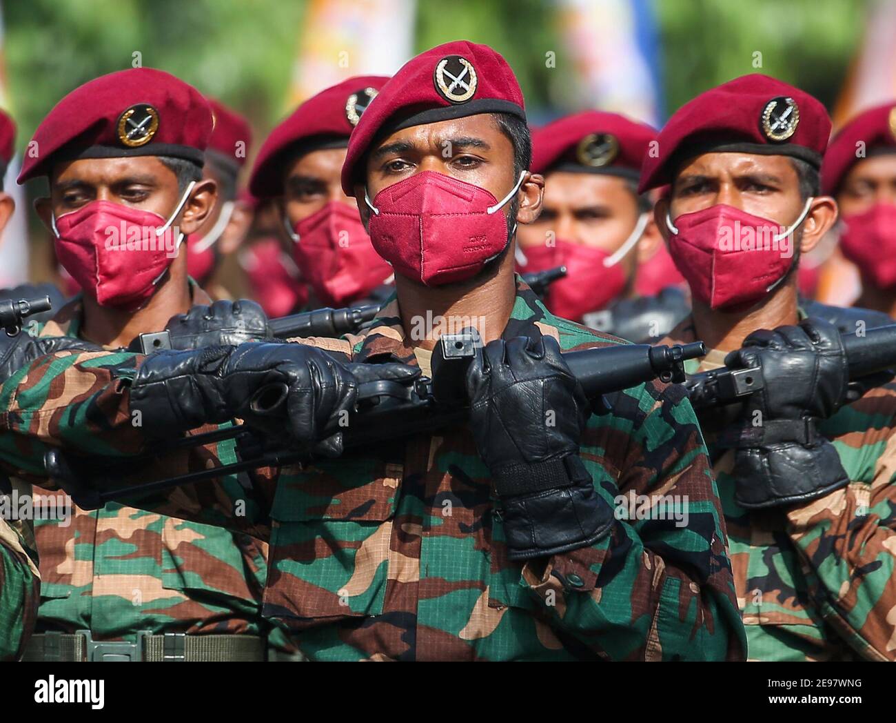 Colombo, Sri Lanka. 3rd Feb, 2021. Sri Lanka Army Commando Regiment march during the 73rd ...