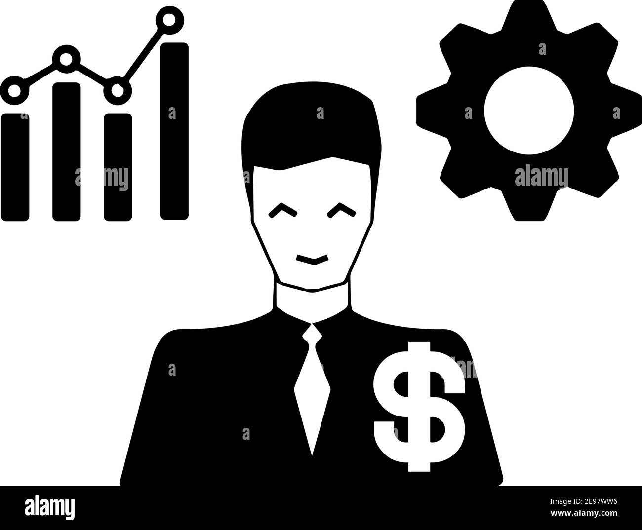 Business management black color icon vector Stock Vector Image & Art ...