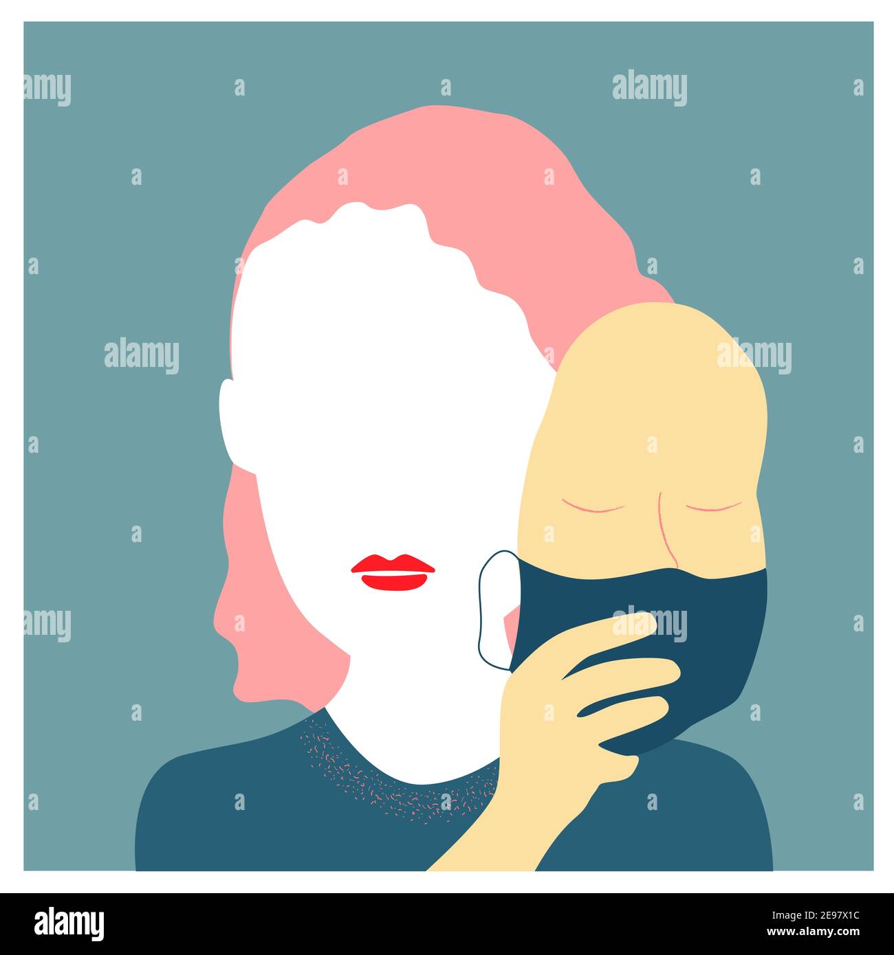 Girl without face mask Stock Vector Images - Alamy