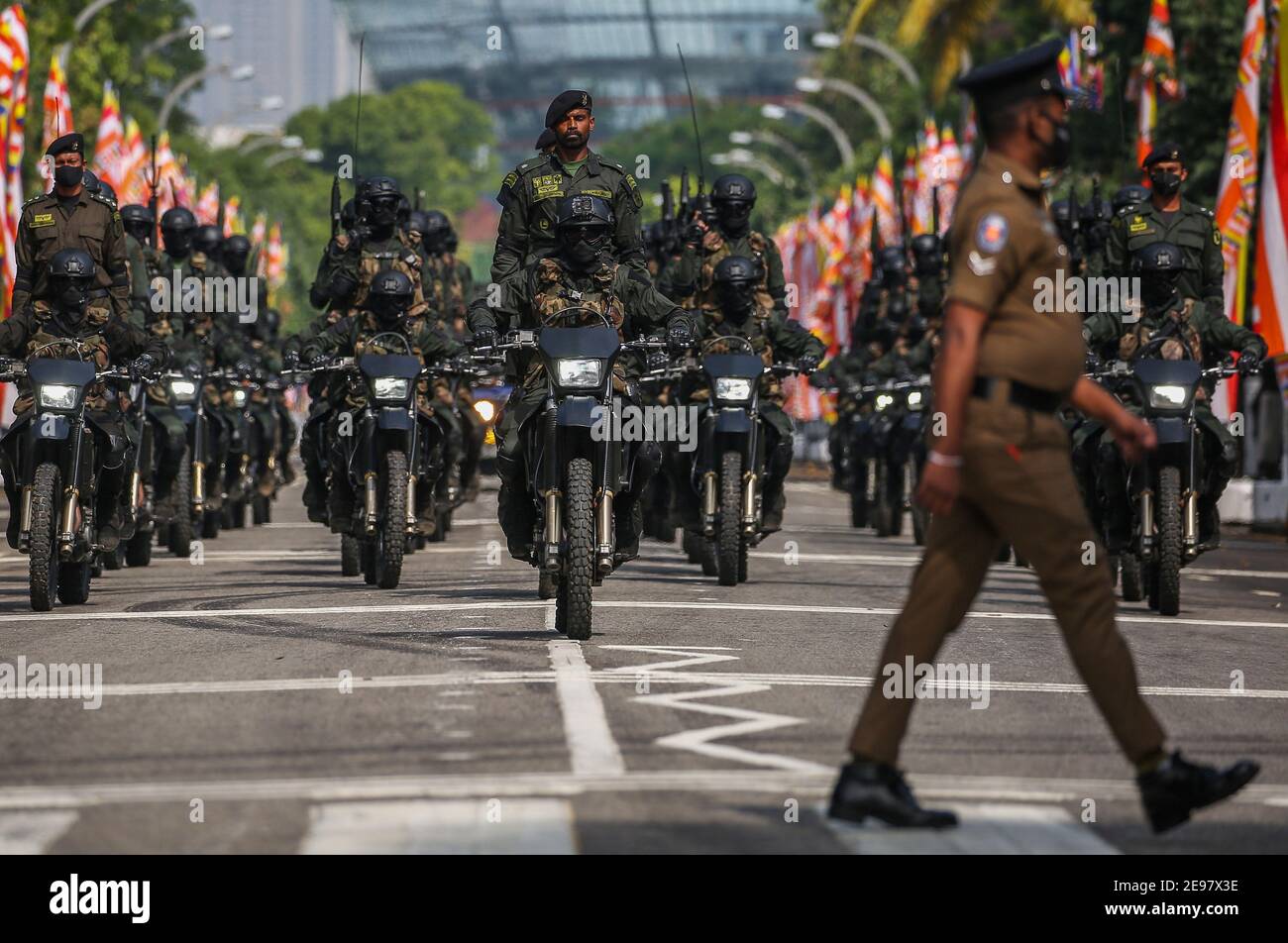 Colombo, Sri Lanka. 3rd Feb, 2021. Sri Lankan Army soldiers during the ...