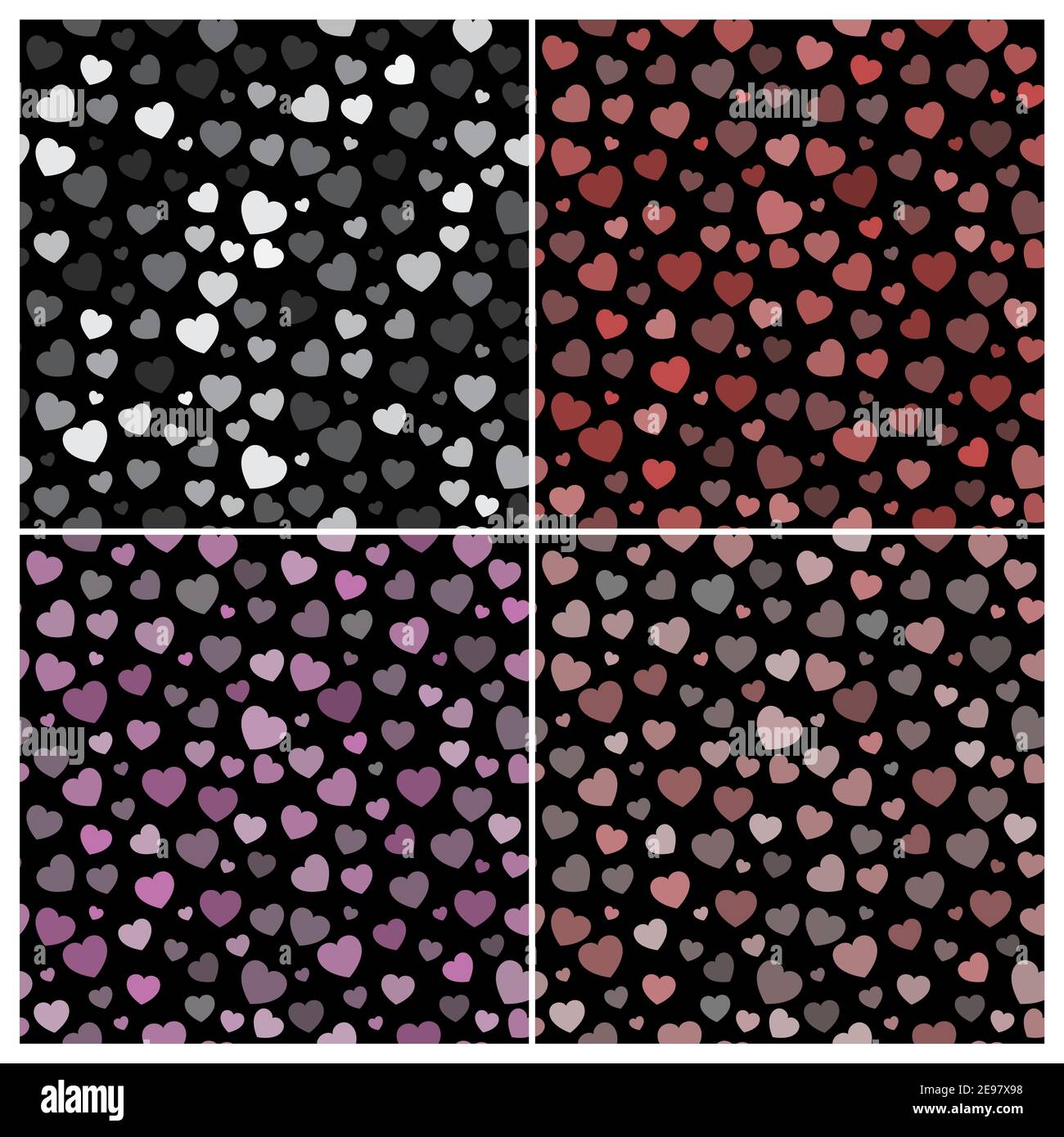 Heart background set for Valentines day. Pretty pastel seamless pattern ...