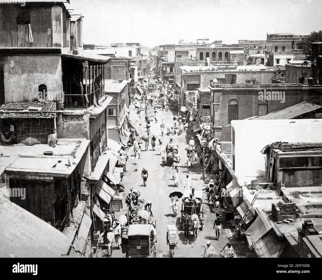 Late 19th century photograph - view of street and Burra Bazaar ...