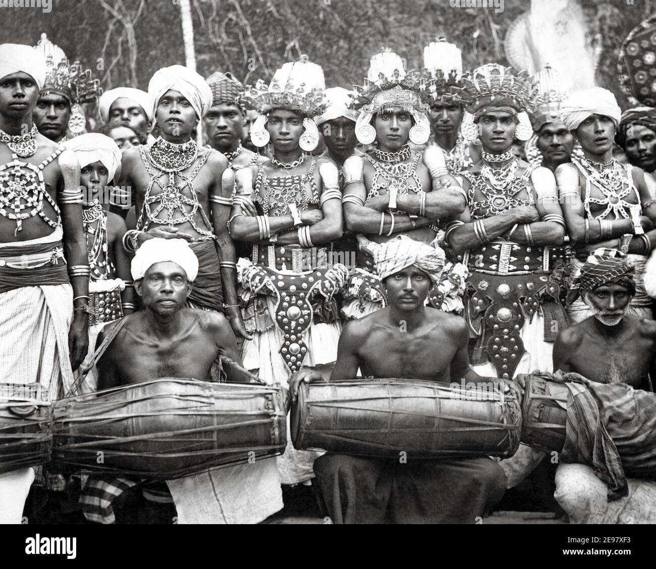 Late 19th century photograph - group of Devil Dancers, Ceylon, Sri ...