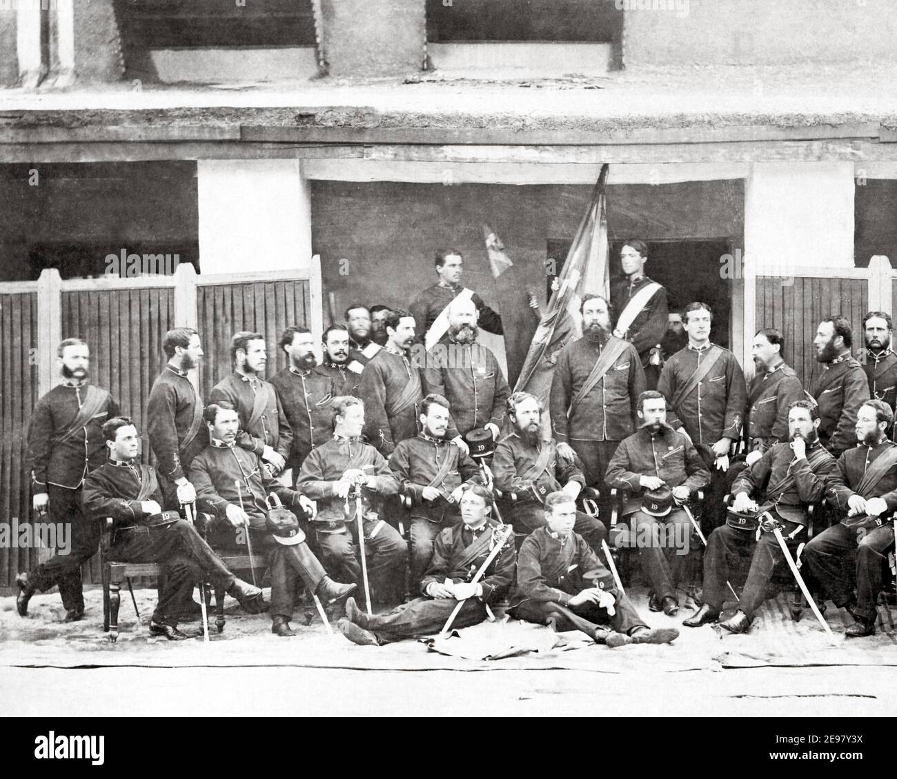 Late 19th century photograph - group of soldiers/officers 19th Regiment ...