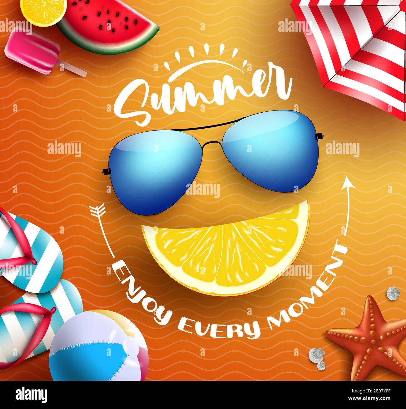 Summer vector concept design. Summer enjoy every moment text with ...