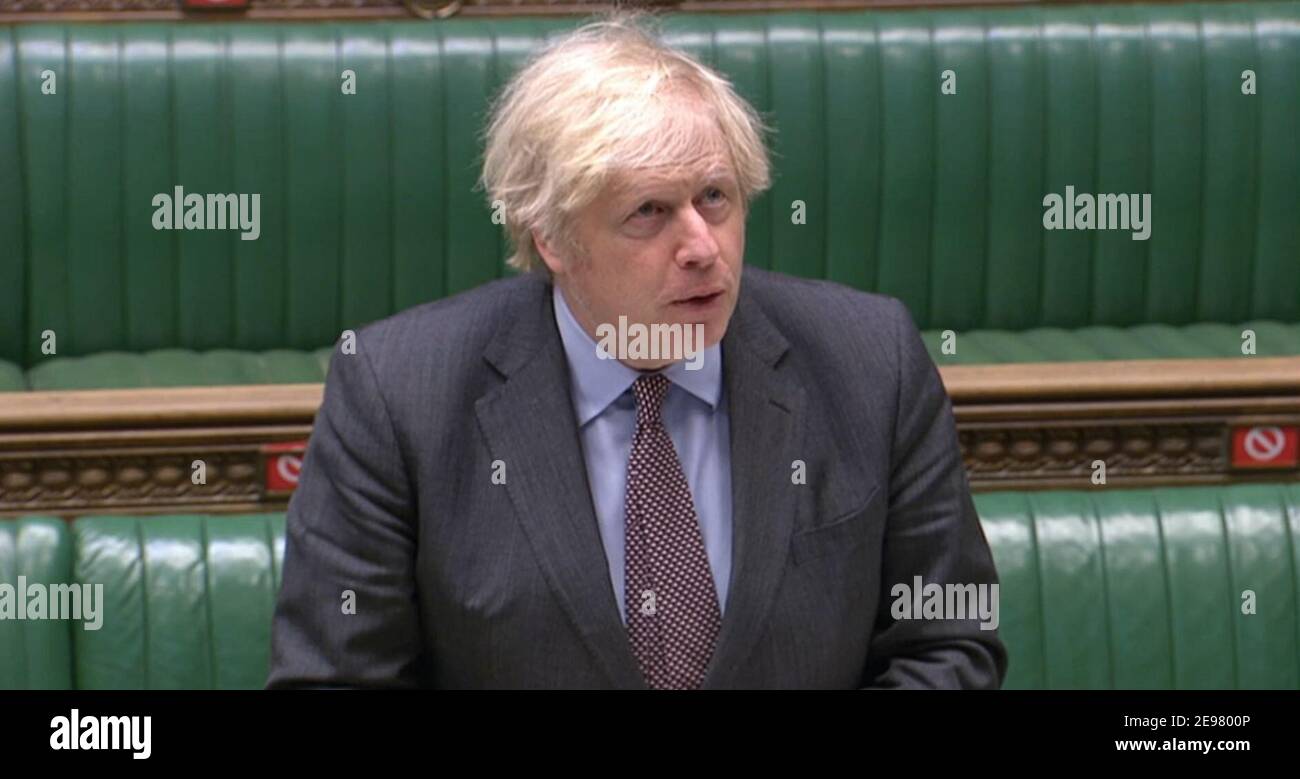 Prime Minister Boris Johnson speaks during Prime Minister's Questions ...