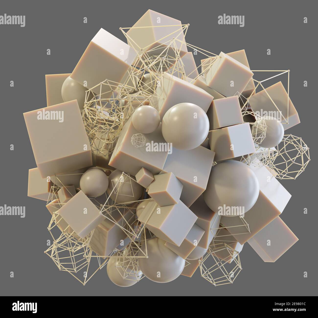 Geometric objects with wireframe hi-res stock photography and images ...