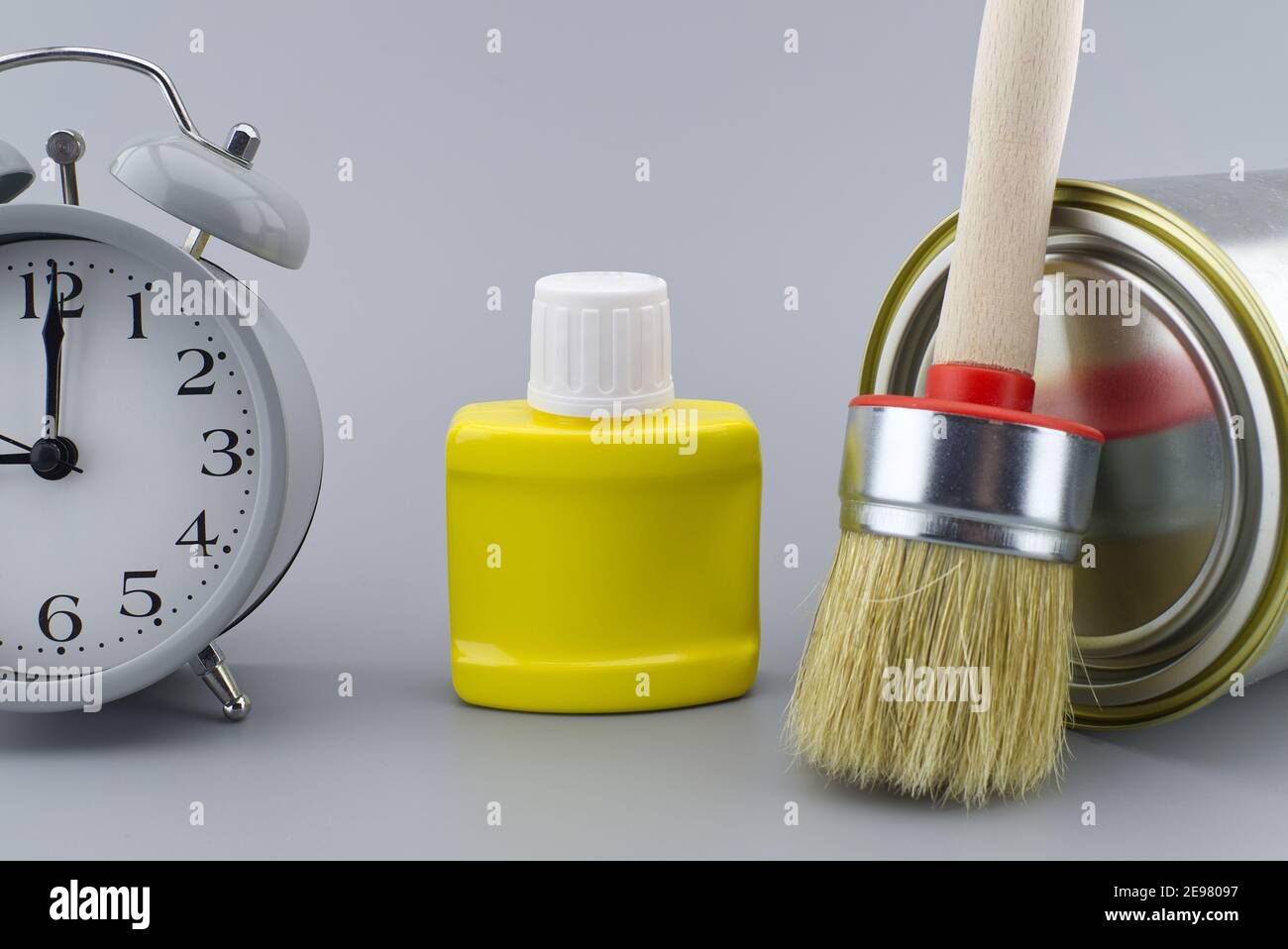 DIY, decorating or renovations concept with a still life of an alarm ...