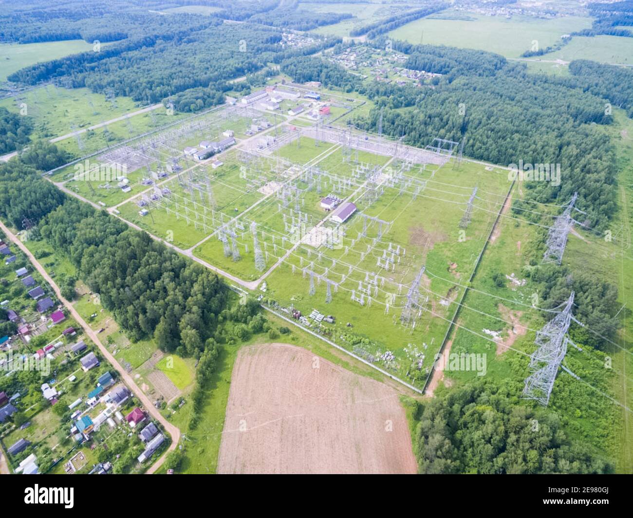 New power substation, top view of the equipment Stock Photo - Alamy
