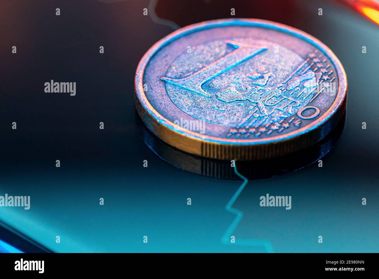Euro coin on stock chart. Financial investment concept Stock Photo - Alamy