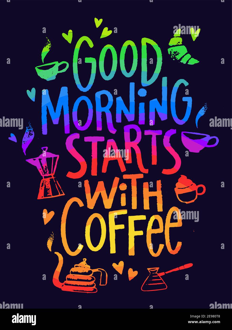 Coffee poster with cool lettering, card, calligraphy design Stock ...