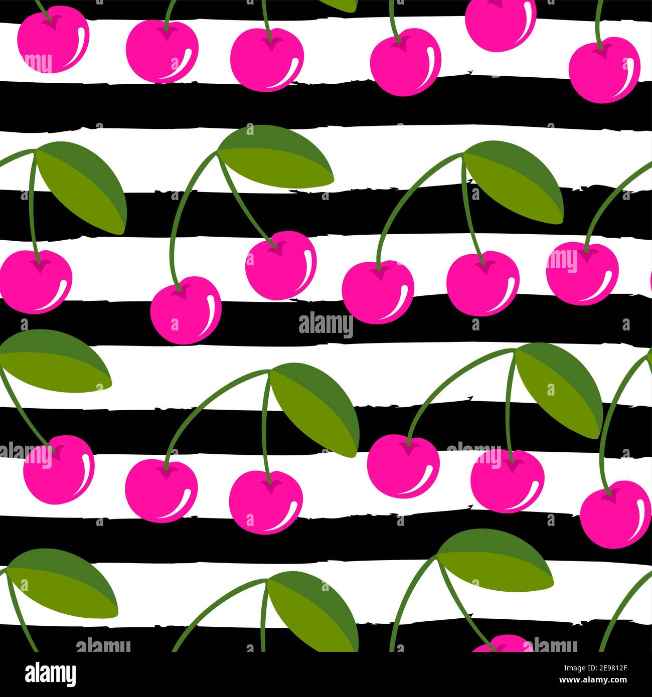 Cherry pattern design in pink color - funny drawing seamless pttern ...