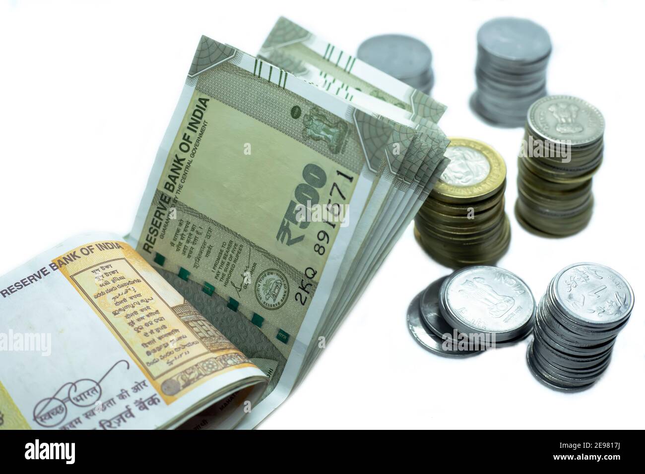 Image of Indian currency and coin Stock Photo - Alamy