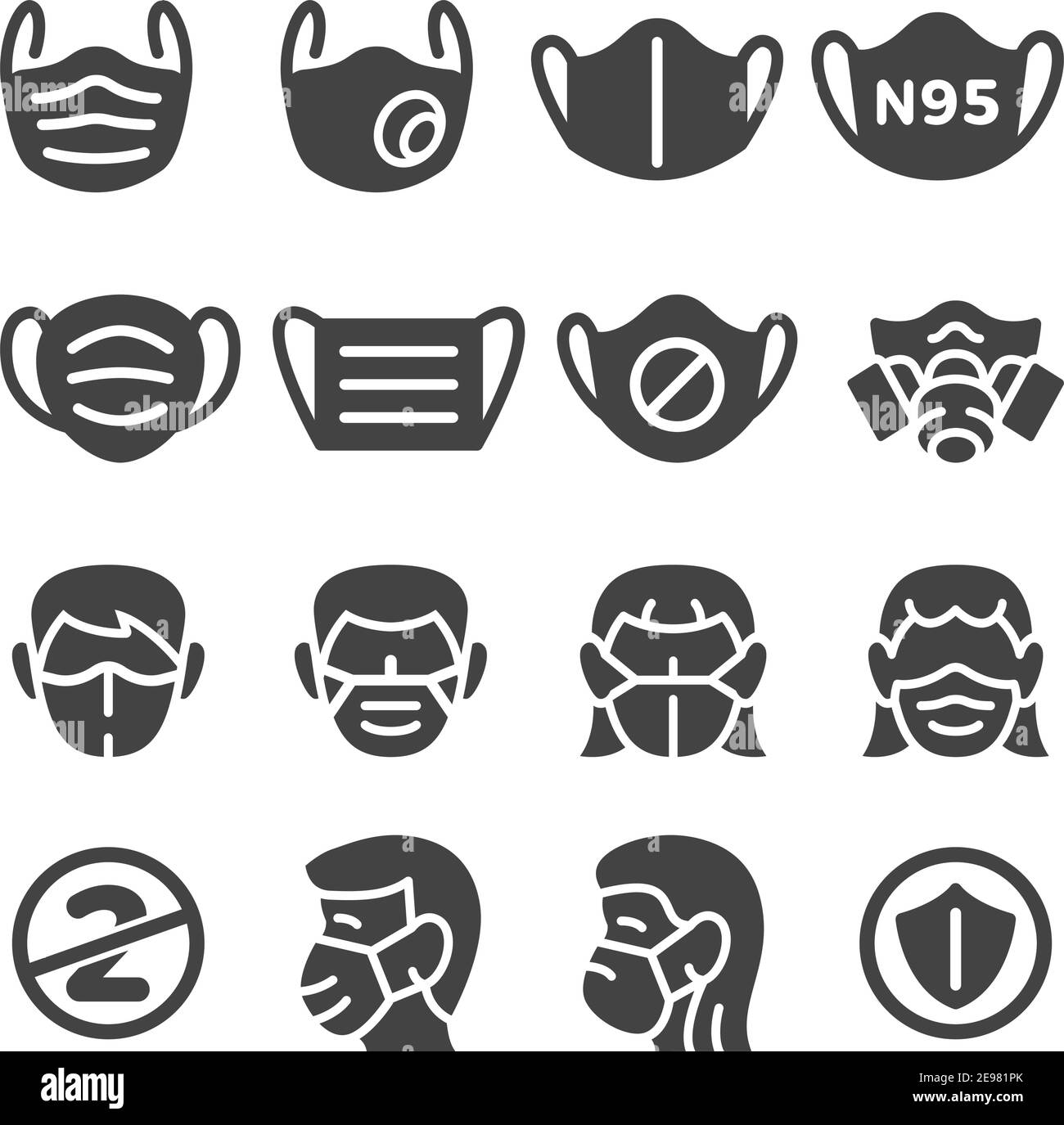 medical mask icon set,vector and illustration Stock Vector Image & Art ...