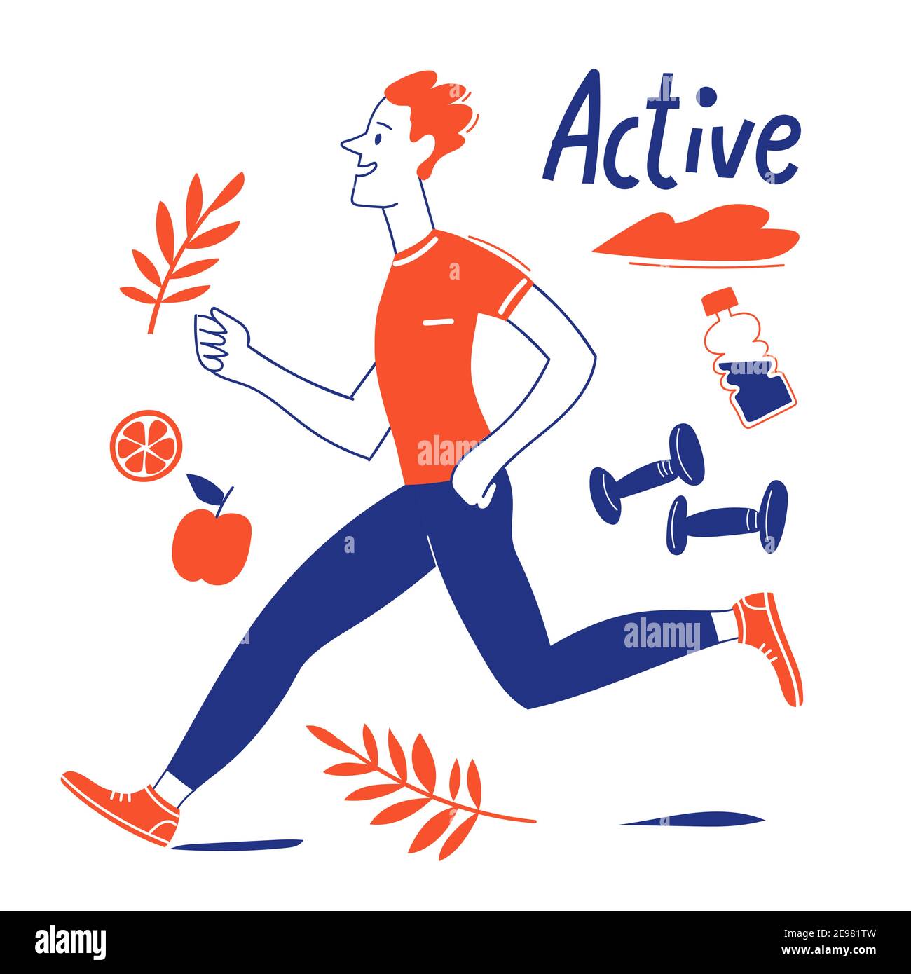Active lifestyle motivational vector design with running man Stock ...