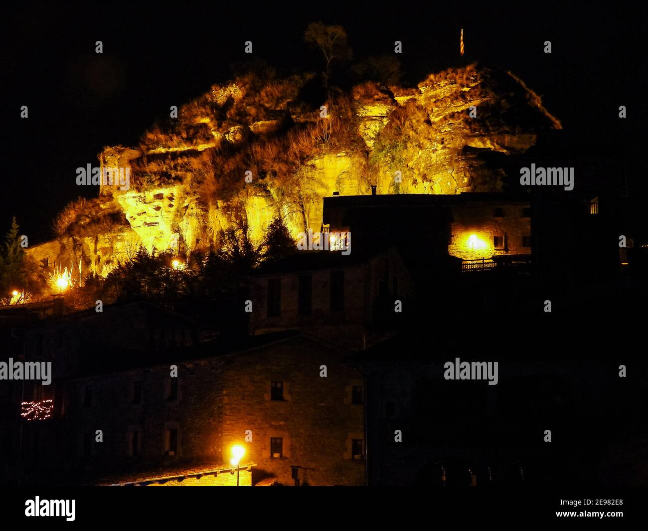 The medieval city of Rupit,Catalunya,Spain at Christmas Eve Stock Photo ...