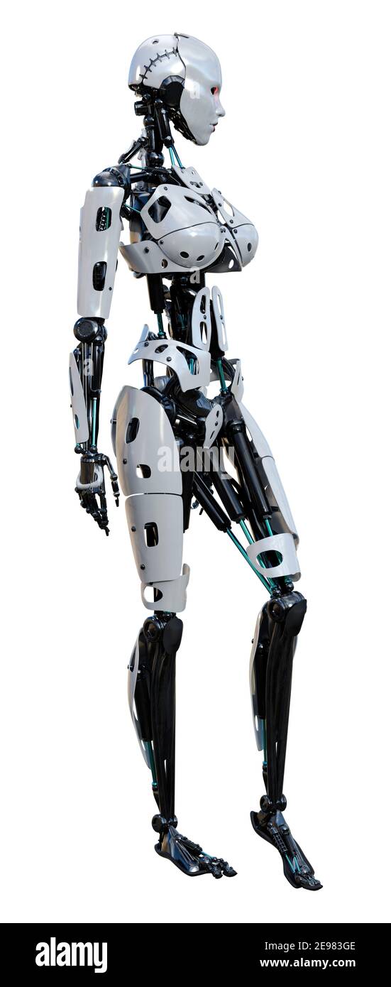 3D rendering of a female robot isolated on white background Stock Photo ...