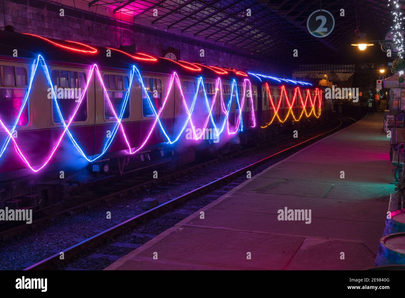 The Northern Lights Express train on the North Yorkshire Moors Railway ...