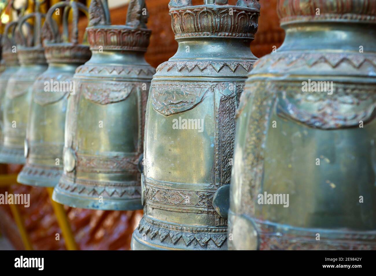 Bell in buddhist temple used for ceremonies Stock Photo - Alamy