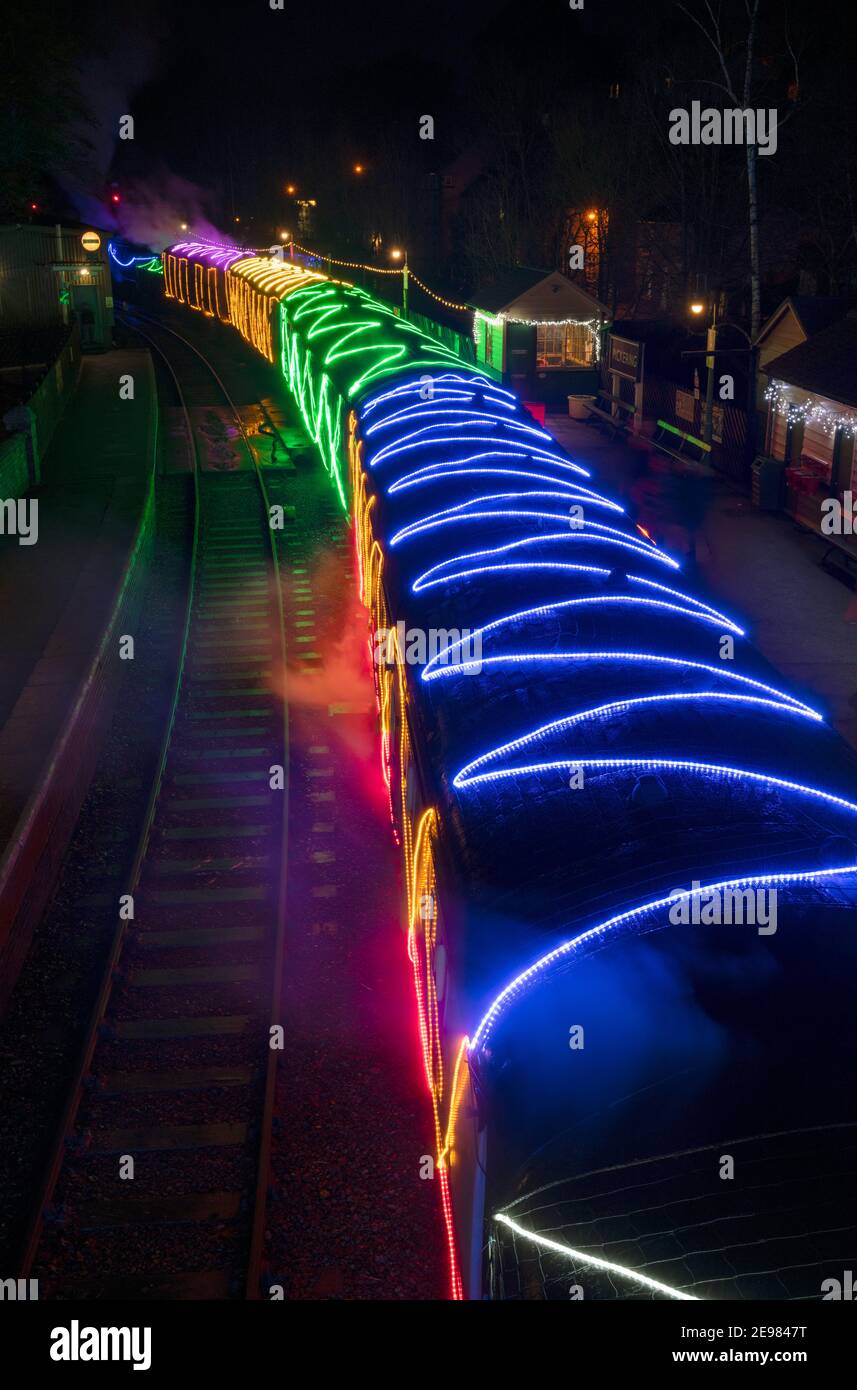 The Northern Lights Express train on the North Yorkshire Moors Railway ...