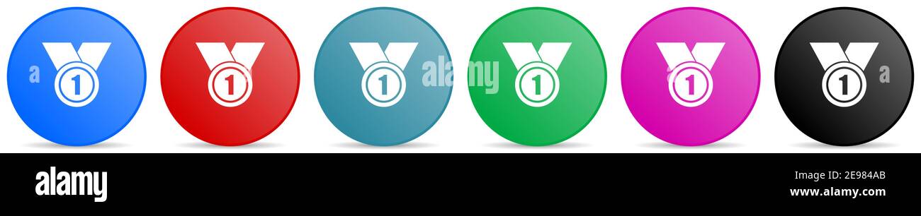 Badge, first, number one vector icons, set of circle gradient buttons ...