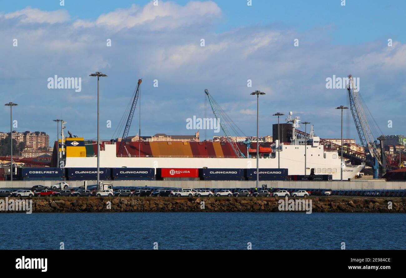 Belgian registered Cargo ship Victorine moored in Raos Harbour ...