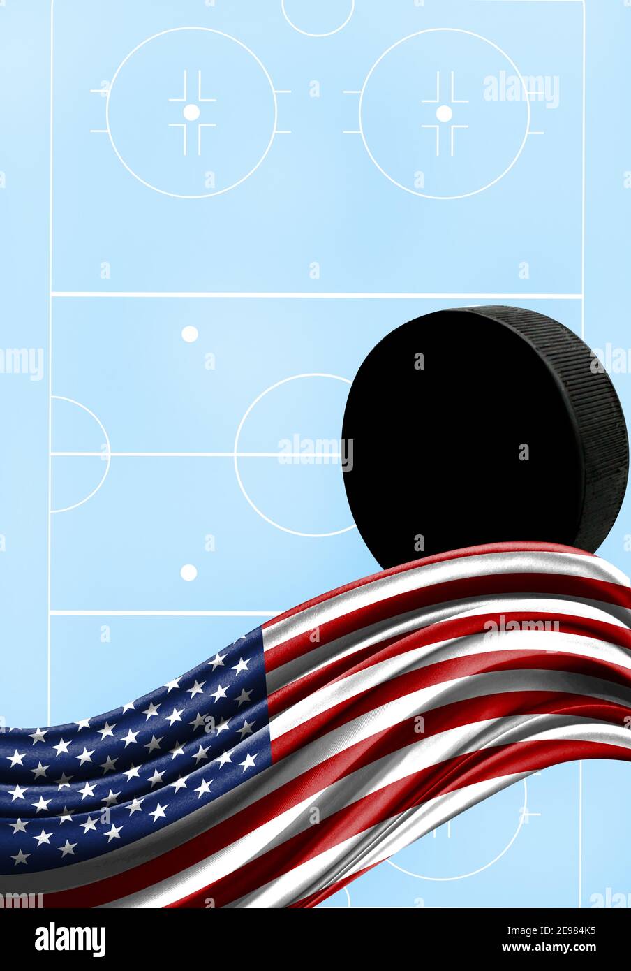 Flag of America on the background of a hockey arena with place for your ...