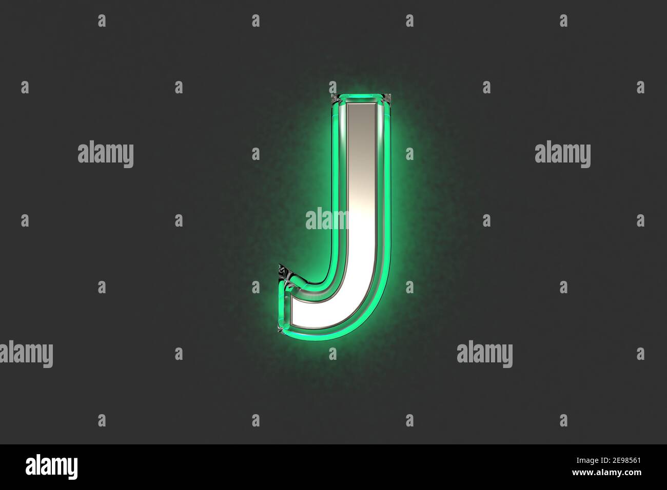 Silver metallic with emerald outline and green backlight font - letter ...