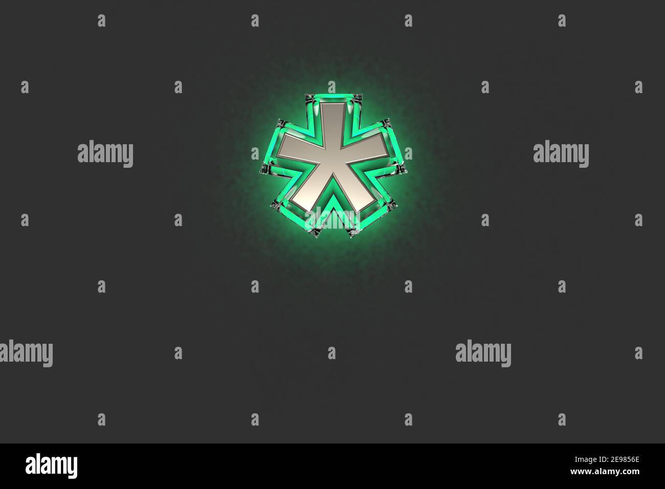 Silver metallic with emerald outline and green noisy backlight alphabet ...