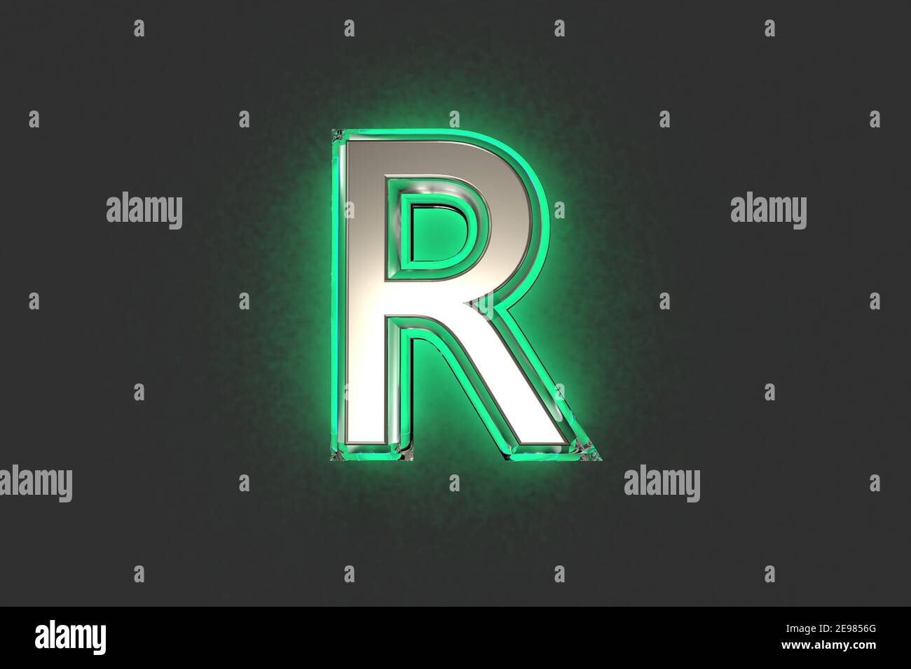 The Letter R In Neon Green
