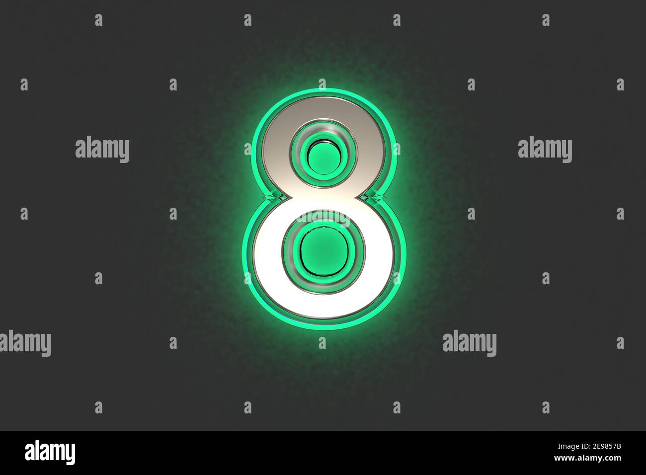 Silver metal with emerald outline and green backlight font - number 8 ...