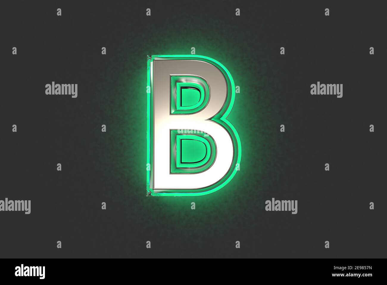 Silver metallic with emerald outline and green noisy backlight font ...