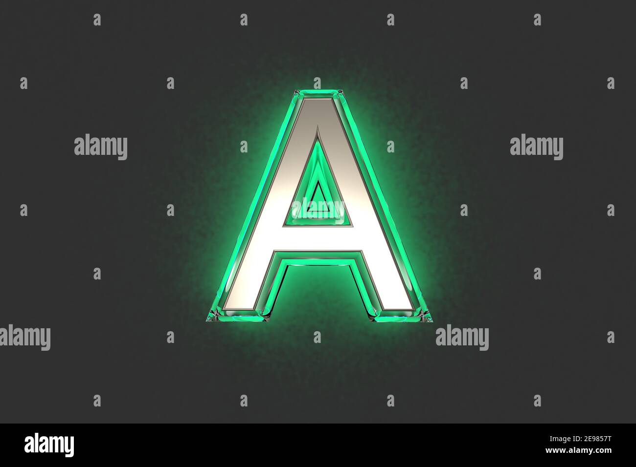 Silver brassy with emerald outline and green noisy backlight font ...