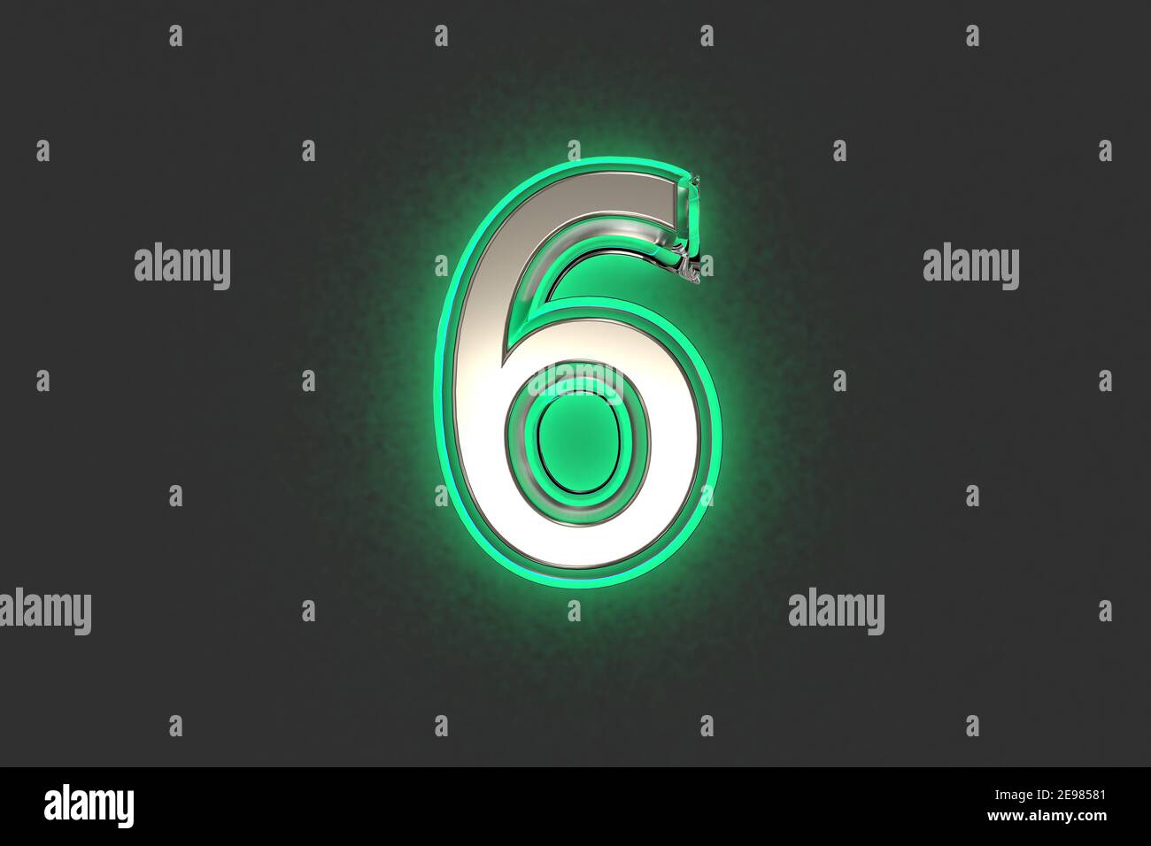 Silver metalline with emerald outline and green noisy backlight ...