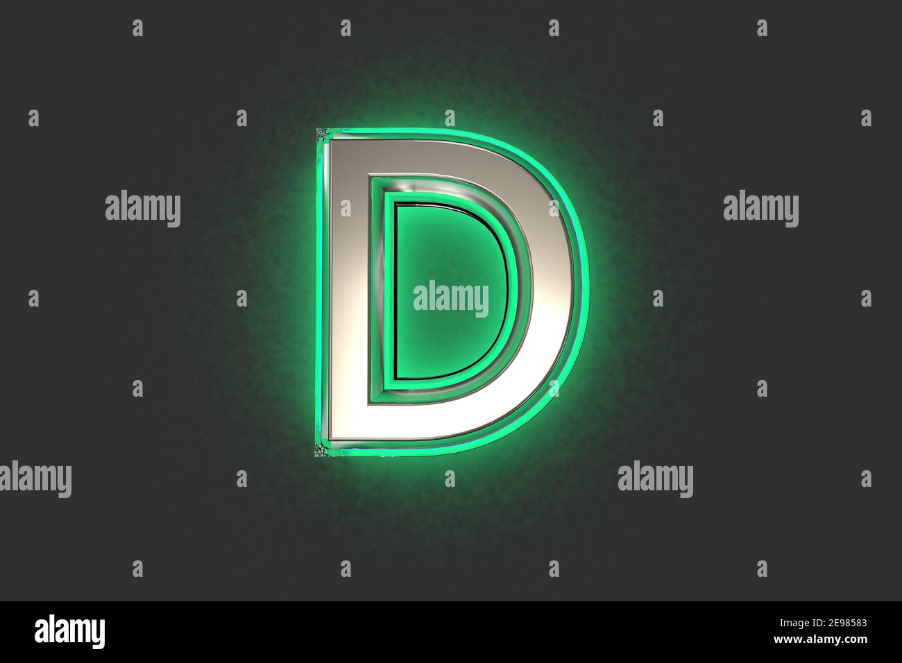 Silver metal with emerald outline and green backlight alphabet - letter ...