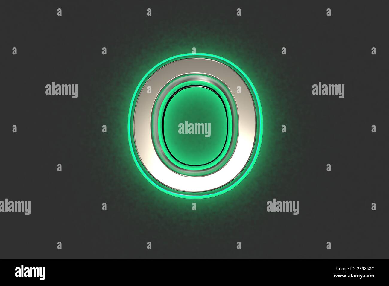 Silver metal with emerald outline and green backlight font - letter O ...