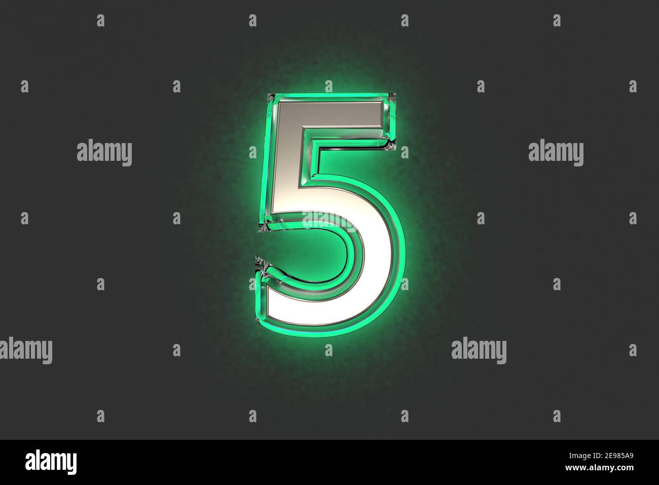 Silver metalline with emerald outline and green noisy backlight ...