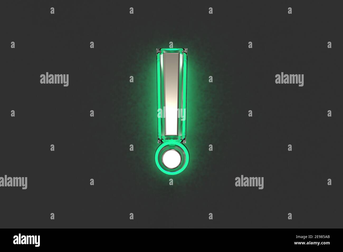 Silver metal with emerald outline and green noisy backlight alphabet ...