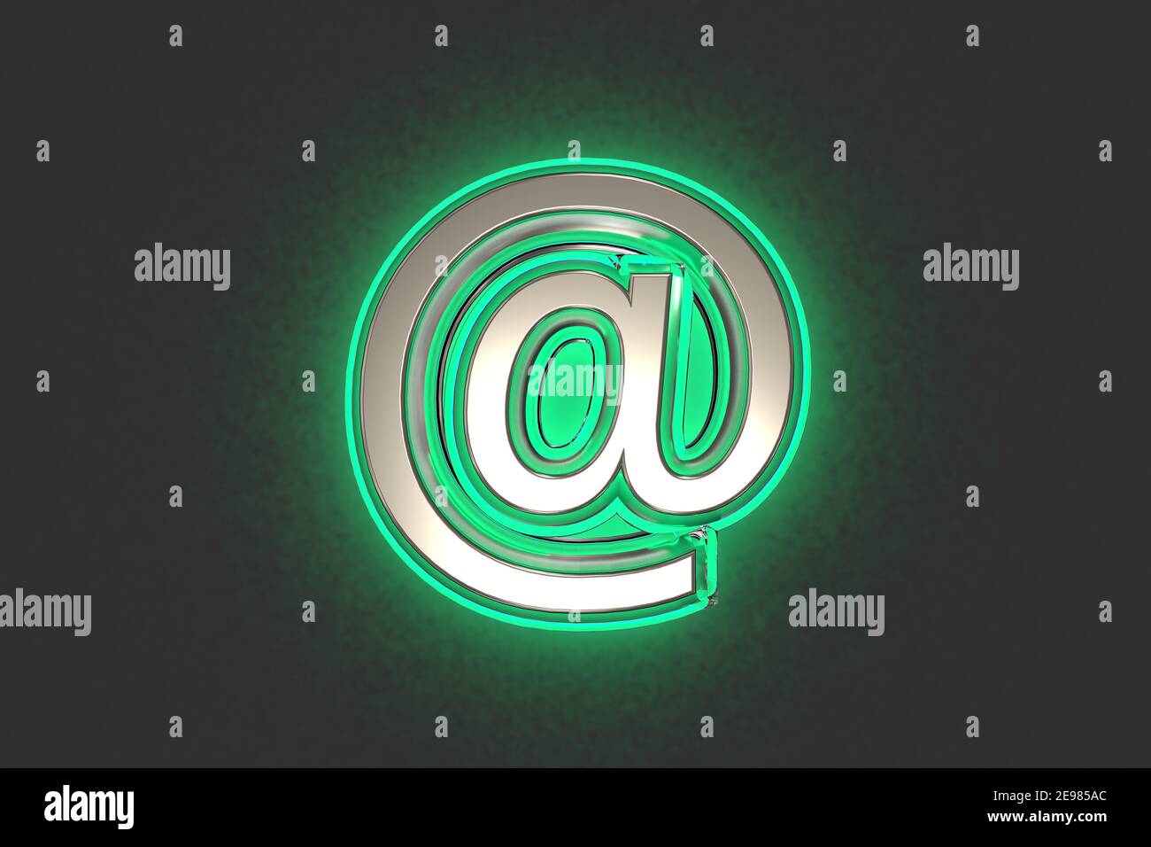 Silver metal with emerald outline and green backlight font - at sign ...